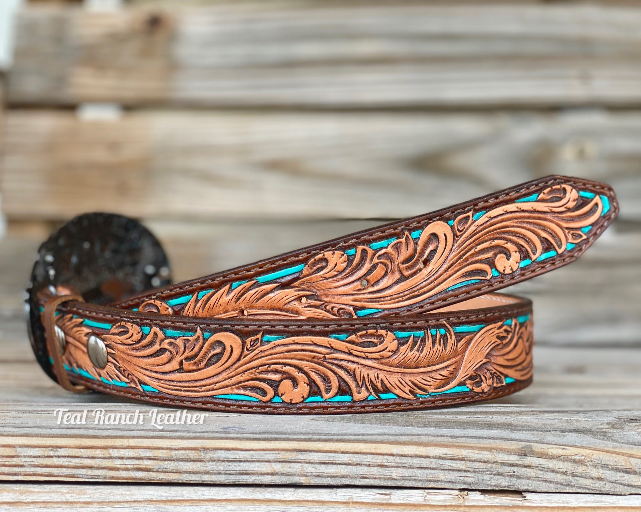 Tooled leather belts – Teal Ranch Leather